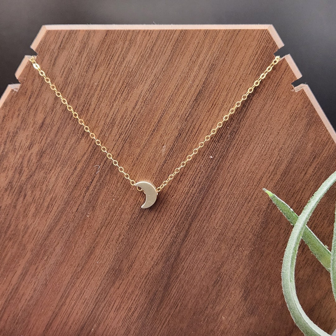 Dainty Moon Necklace - Tiny Moon Necklace on 14k Gold-filled Chain ...