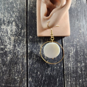 Real Shell Earrings - Gold & White Shell Dangle Hoop Earrings, Seashell ...
