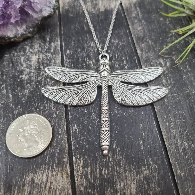 Silver dragonfly pendant store