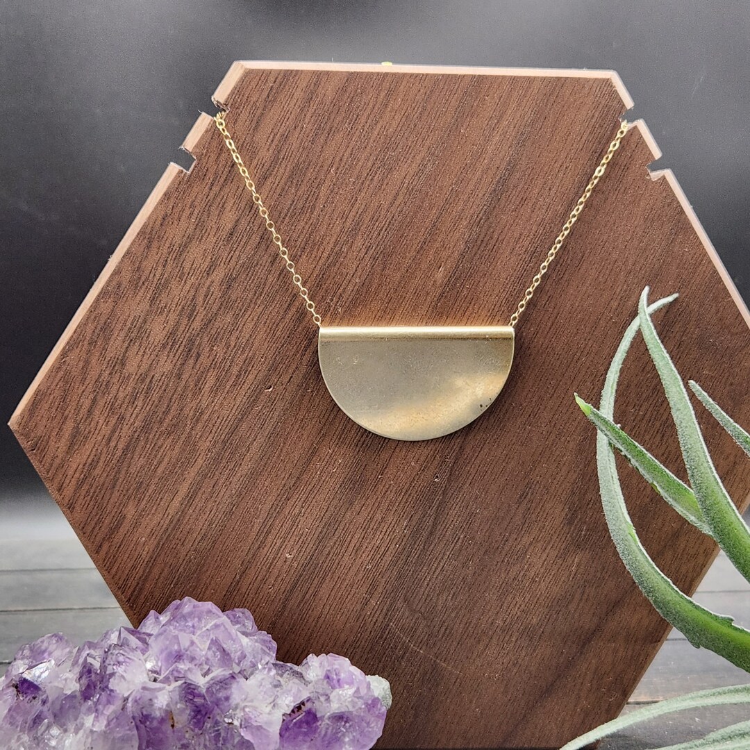 Half Moon Necklace - Gold Half Circle Necklace, Geometric Necklace ...