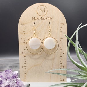 Real Shell Earrings - Gold & White Shell Dangle Hoop Earrings, Seashell ...