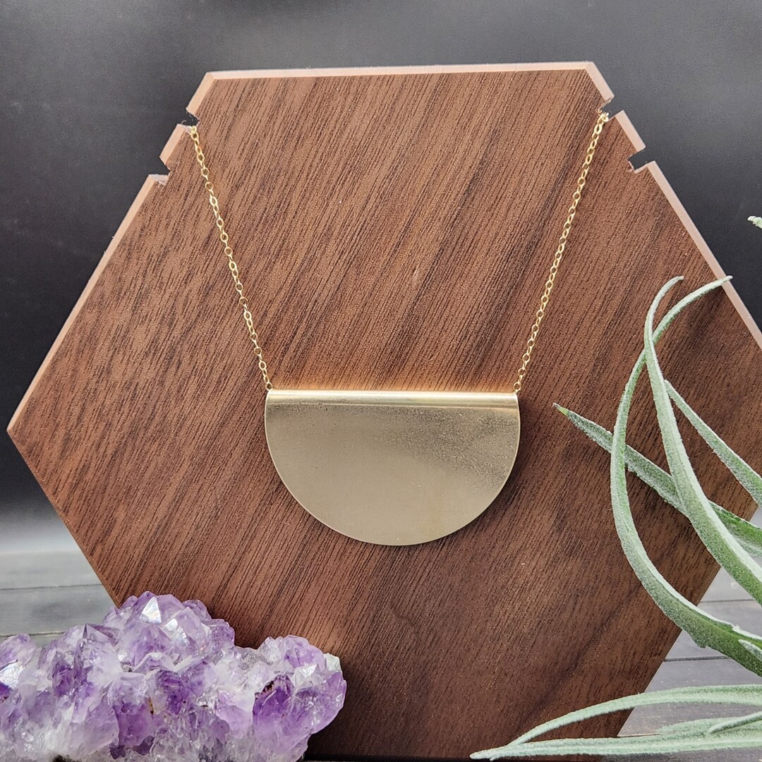 Half Moon Necklace - Gold Half Circle Necklace, Geometric Necklace ...