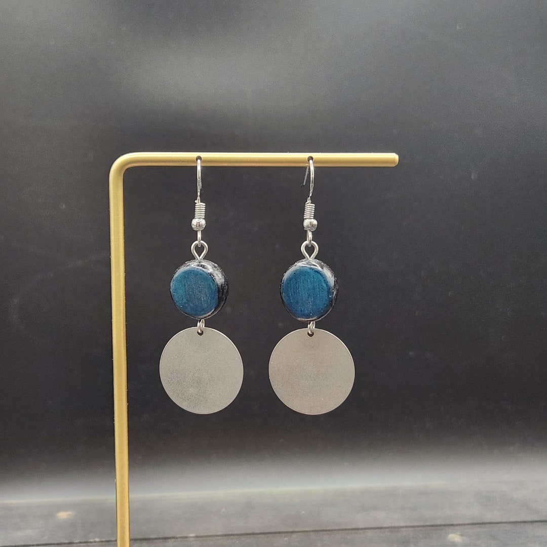 Dark Blue Earrings Lightweight Blue Dangle Earrings, Hypoallergenic ...