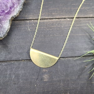 Half Moon Necklace (small) • Brass Half Circle Necklace • Dainty Gold ...