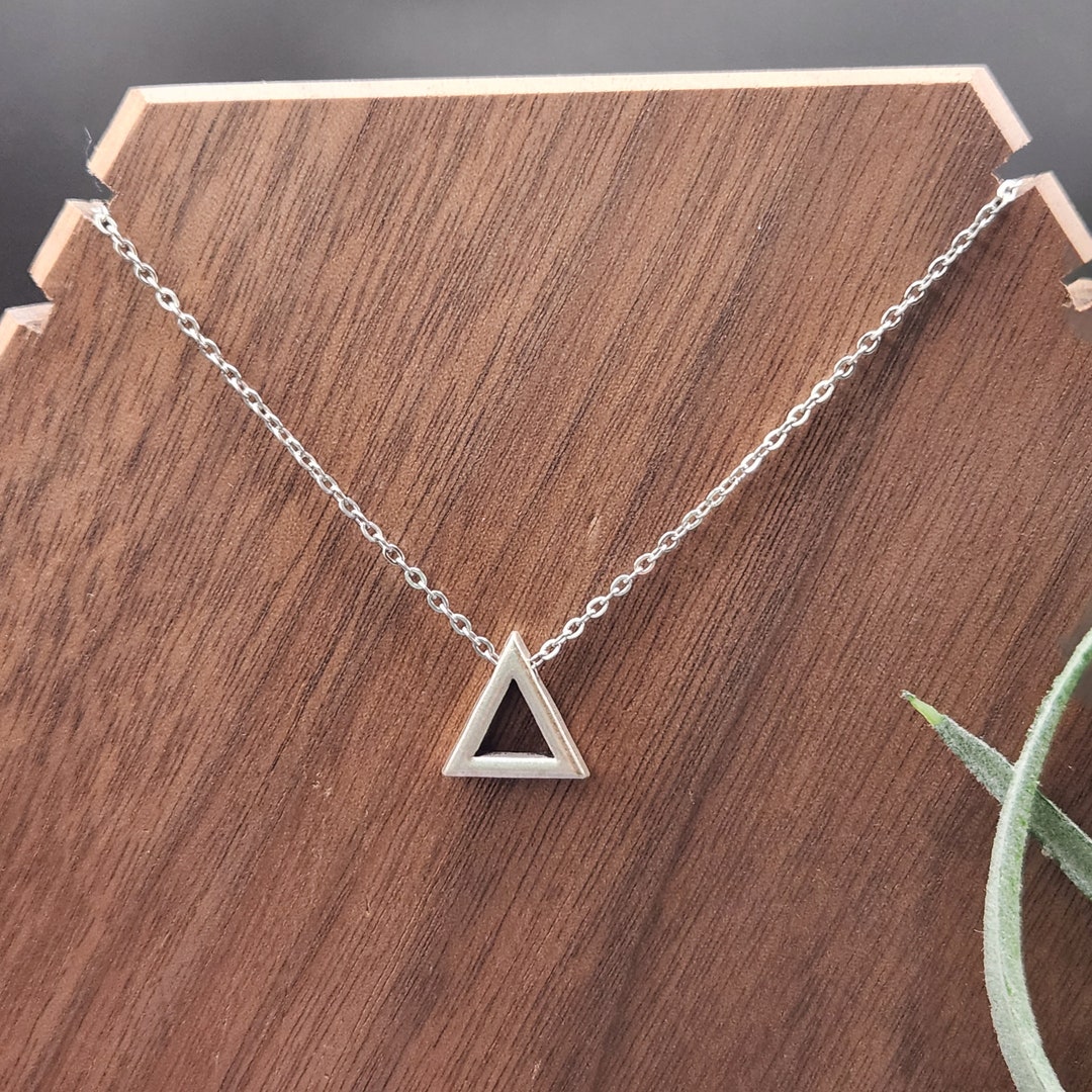 Silver Triangle Pendant - Silver Triangle Necklace, Dainty Triangle ...
