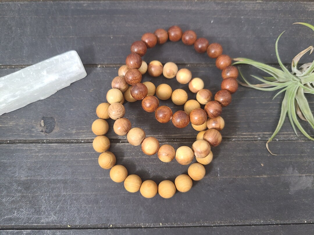 Men's Bracelet Stack Wood Bracelet Set, Chunky Beaded Bracelets, Cedar ...