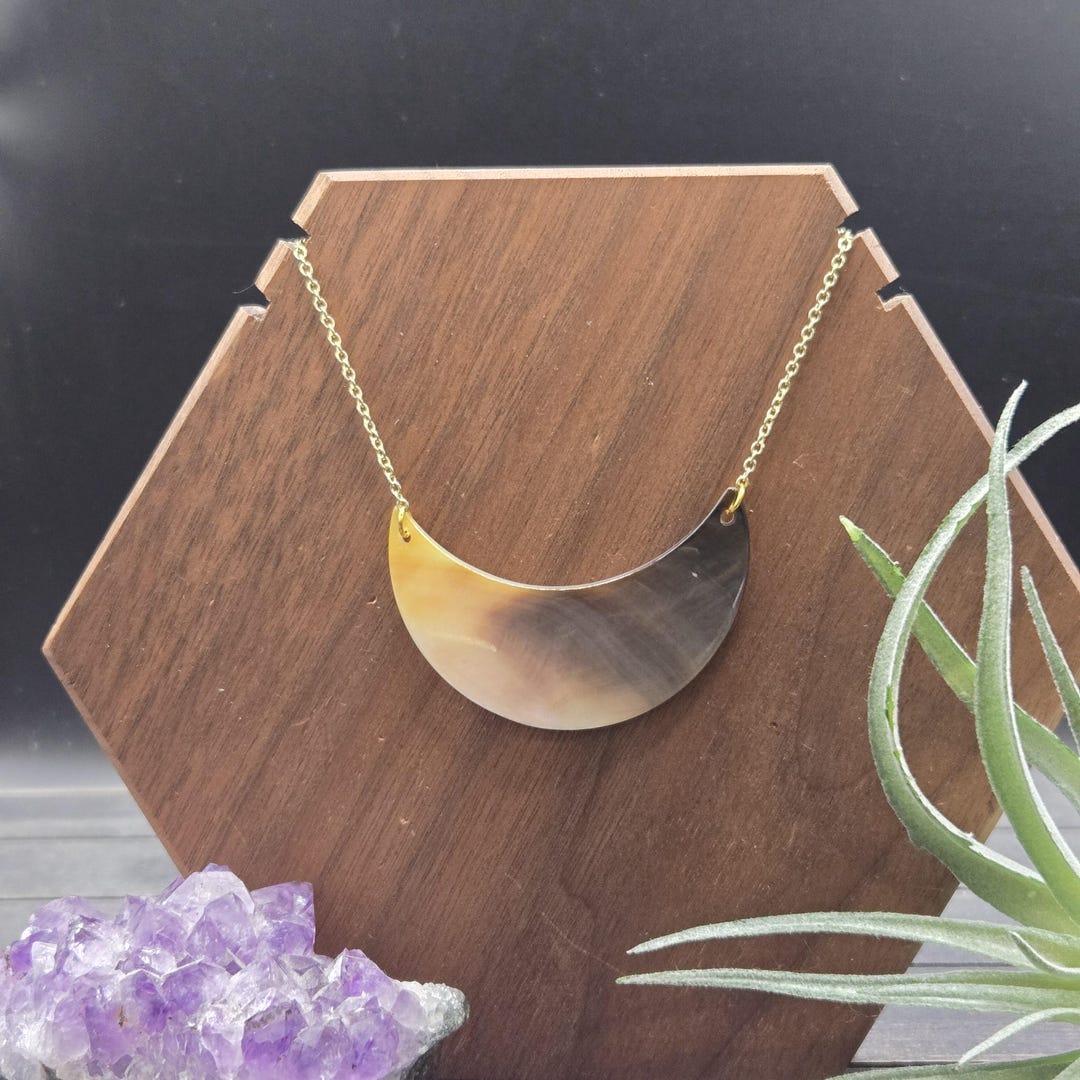 Crescent Moon Necklace - Mother of Pearl Necklace, Crescent Moon ...
