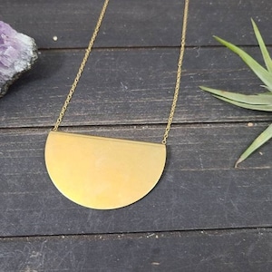Half Moon Necklace - Gold Half Circle Necklace, Geometric Necklace ...