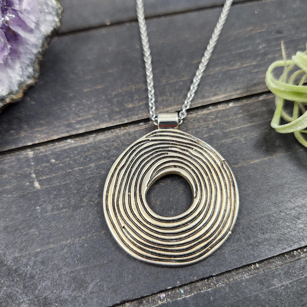 Reversible Silver Spiral Necklace • Double-sided Circle Pendant ...