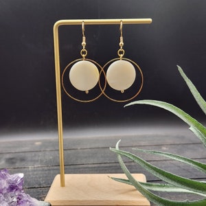 Real Shell Earrings - Gold & White Shell Dangle Hoop Earrings, Seashell ...