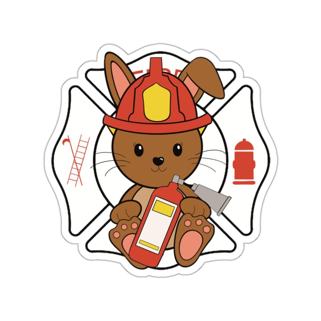 Firefighter Badge Bunny Sticker - Etsy