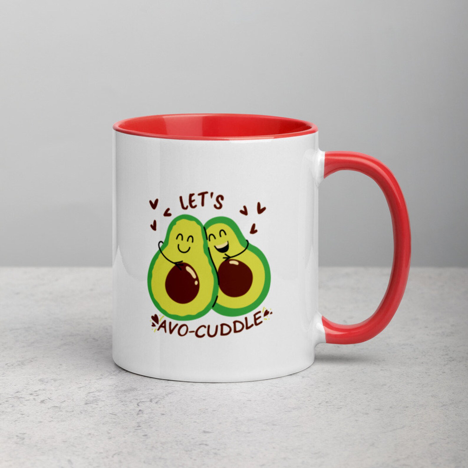 Let's Avo-cuddle Avocado Valentine's Day Gift Mug With Color Inside - Etsy