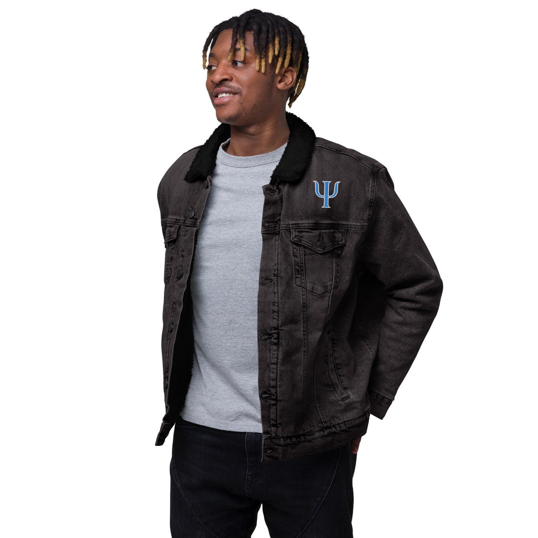 Psi Symbol Psychology Blue Gift Unisex Denim Sherpa Jacket - Etsy