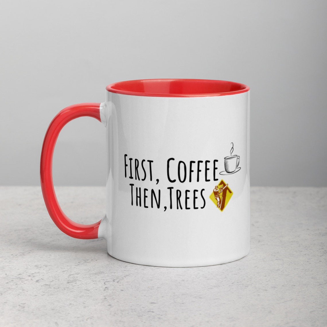 First Coffee Then Trees Arborist Gift Mug with Color Inside | Etsy