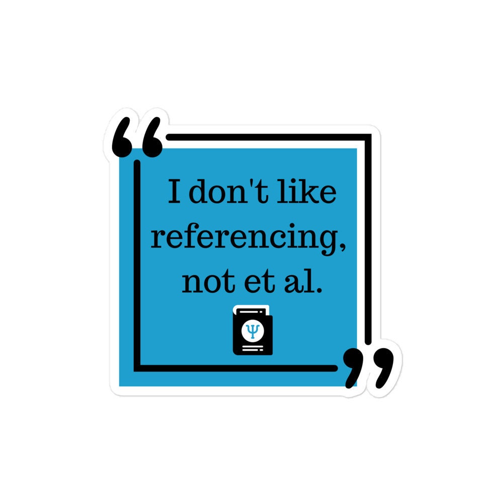 Psychology APA Reference Et Al Joke Gift Bubble-free Stickers - Etsy