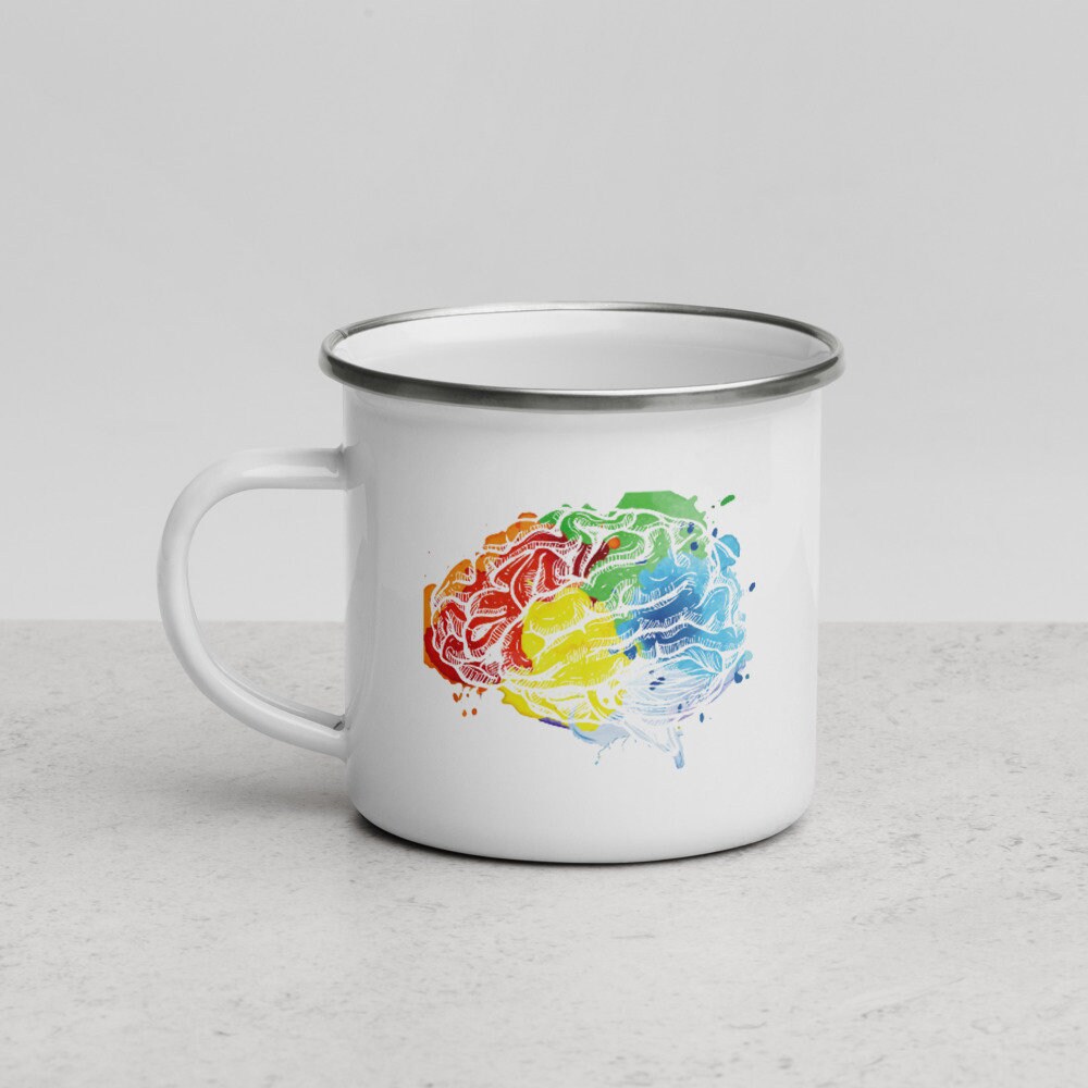 Brain Water Color Psychology Neuroscience Themed Enamel Mug - Etsy