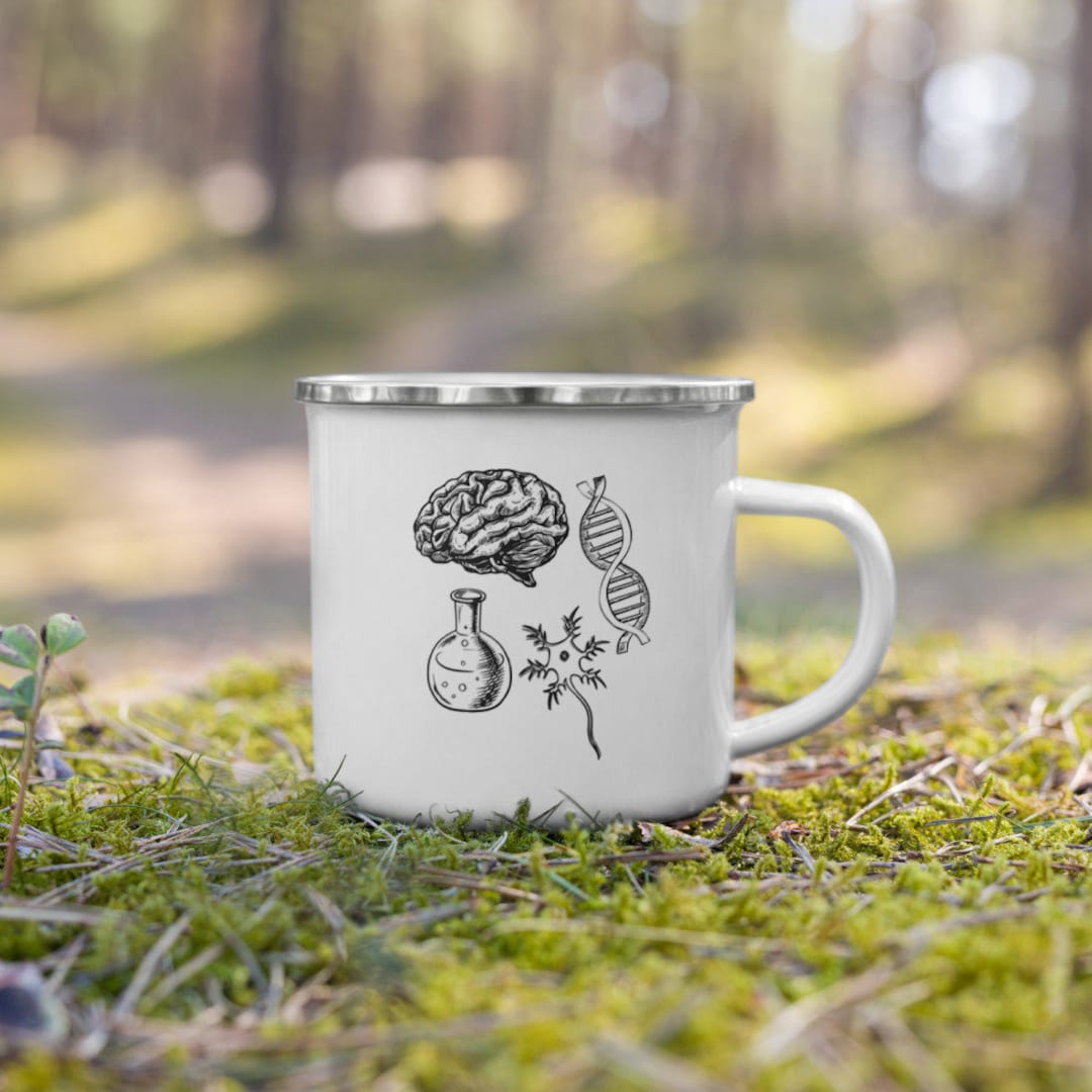 Neuroscience Themed Enamel Mug | Brain, Tube, Neuron, DNA Strand – the ...