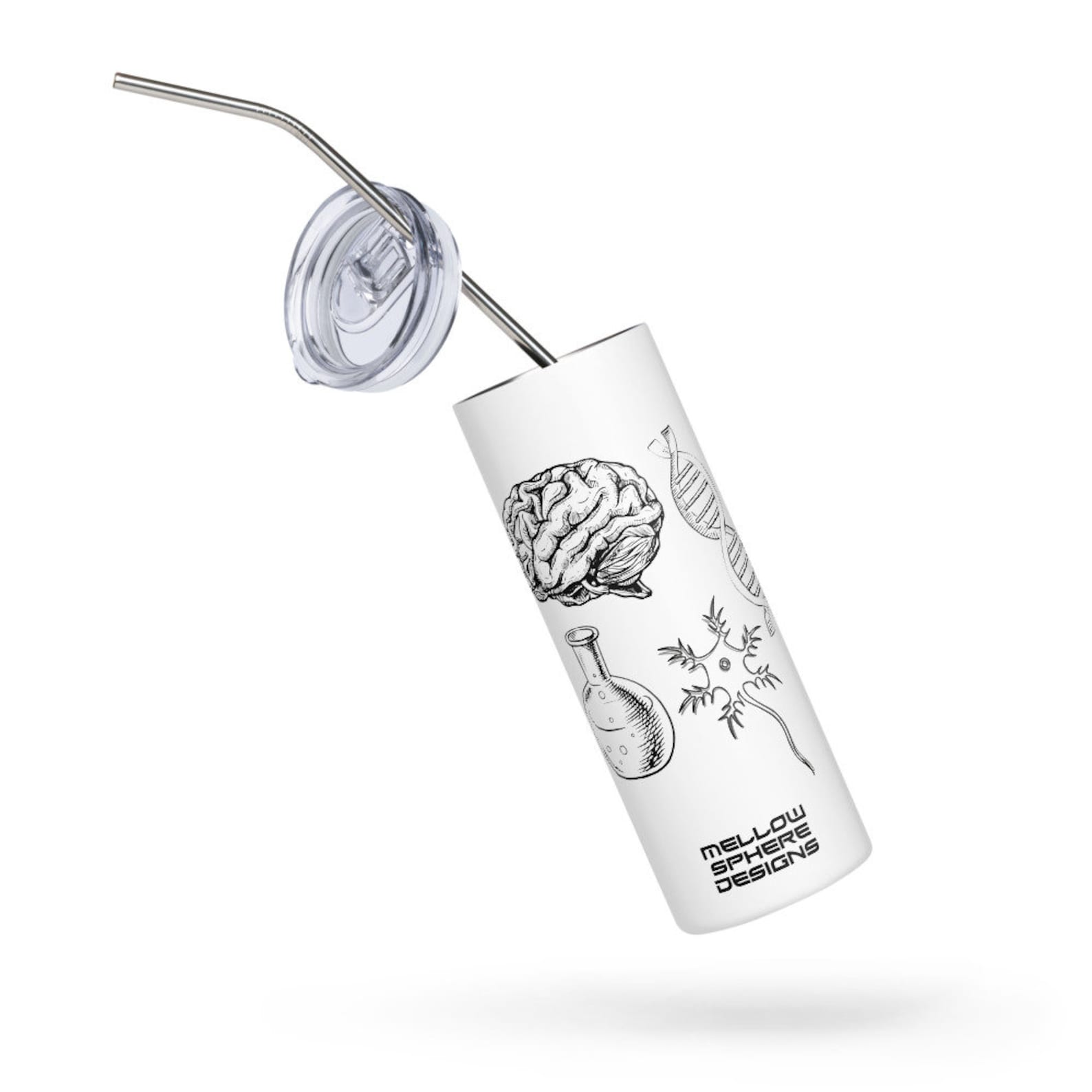 Neuroscience Themed Brain, Tube, Neuron, DNA Stainless Steel Tumbler - Etsy