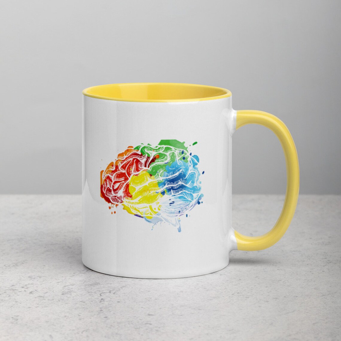 Brain Water Color Psychology Neuroscience Mug With Color Inside - Etsy