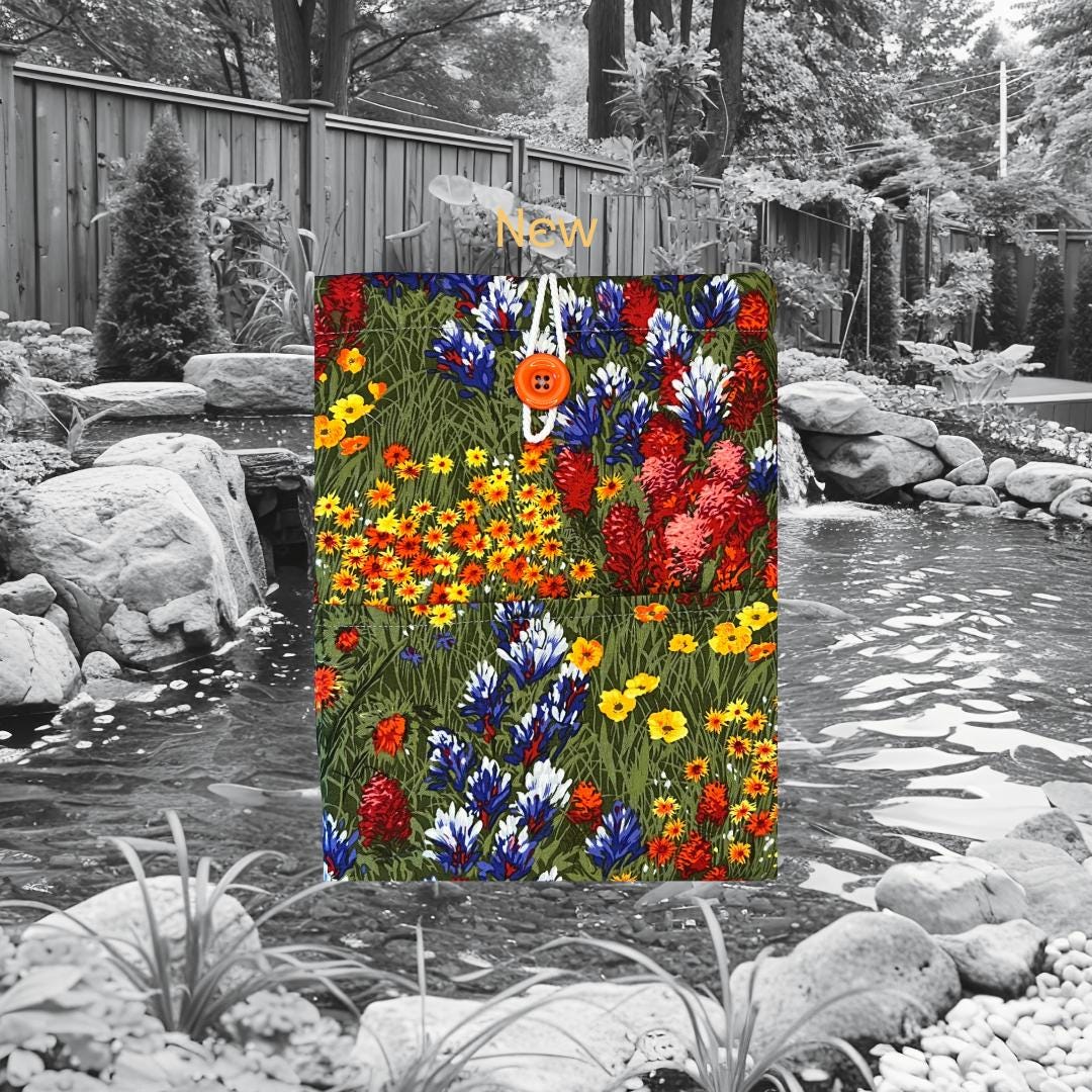 Floral Bloom Fabric Book Sleeve: Wildflower Padded Tablet Pouch, Golden ...