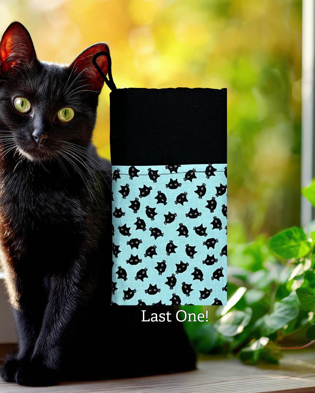 Black Cats Padded Fabric Phone Case: Turquoise Kitten Phone Protector ...