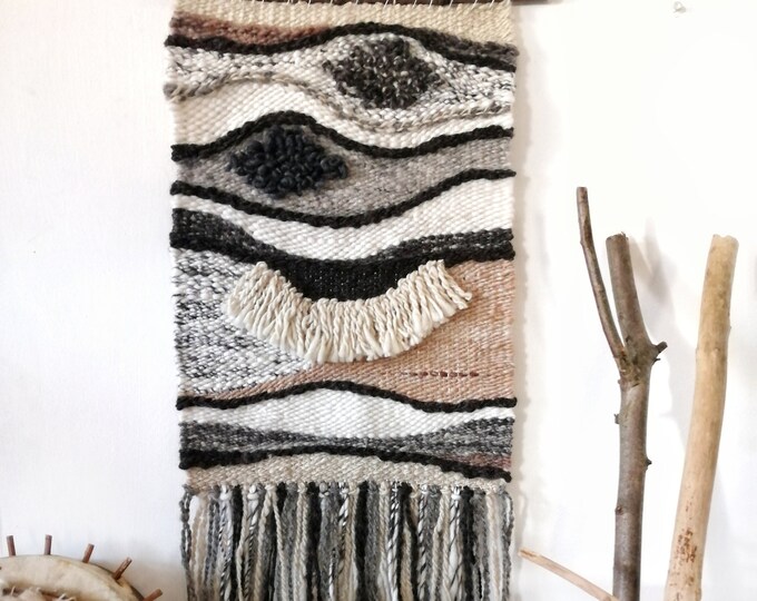 Woven Wall Hanging Modern Wool Home Decor Grey White Black - Etsy