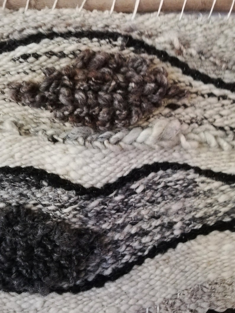 Woven wall hanging Modern wool home decor Grey white black | Etsy