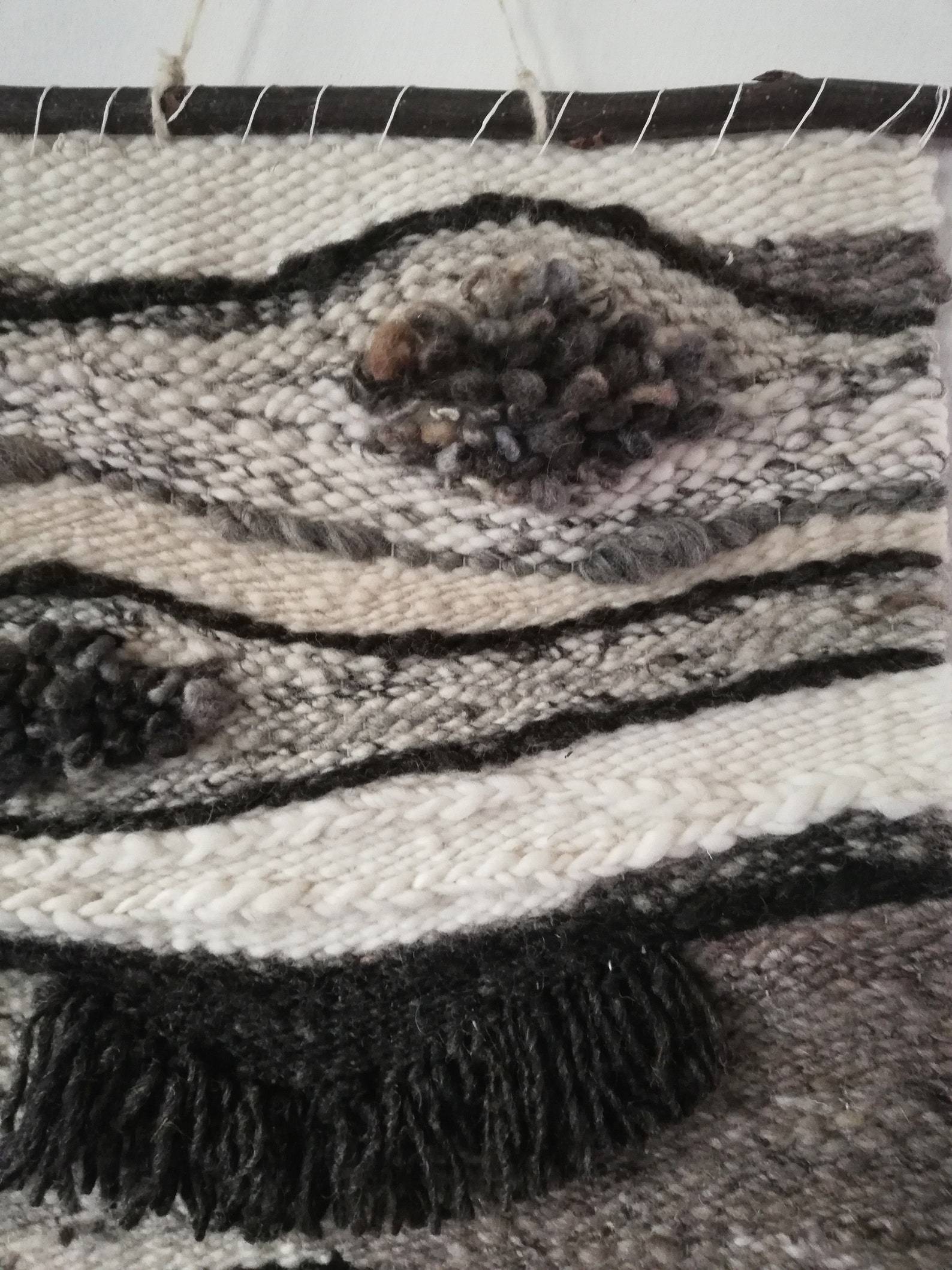 Woven Wall Hanging Modern Wool Home Decor Grey White Black - Etsy