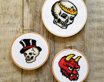 Evil in Skull Cross Stitch Pattern DIY Evil Cross Stitch Kids - Etsy