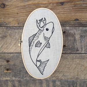 Trophy Trout Hand Embroidery Pattern - Instant PDF DOWNLOAD - Etsy