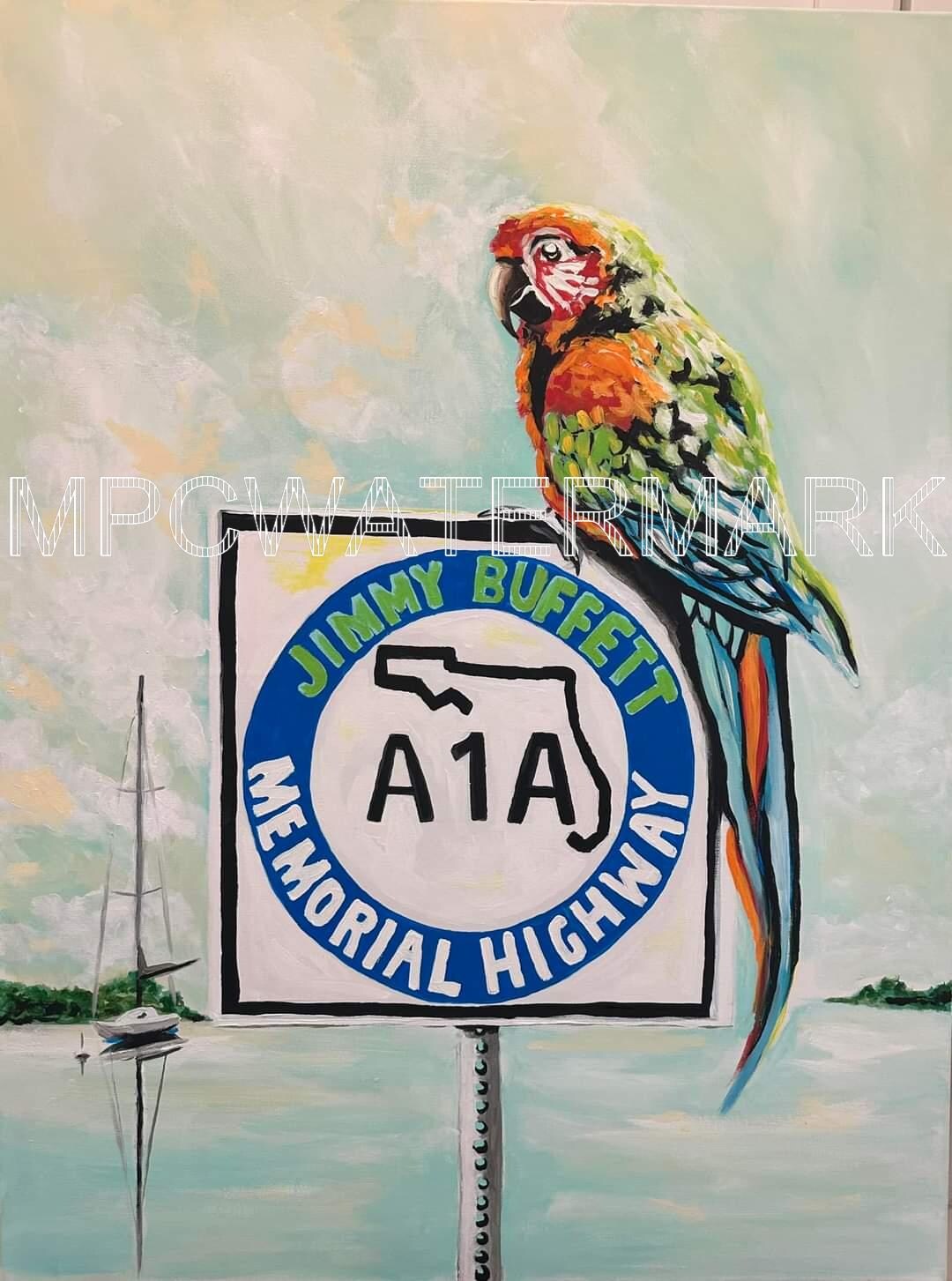 Jimmy Buffett A1A Memorial Highway W/parrot Artist Rendering Approx ...