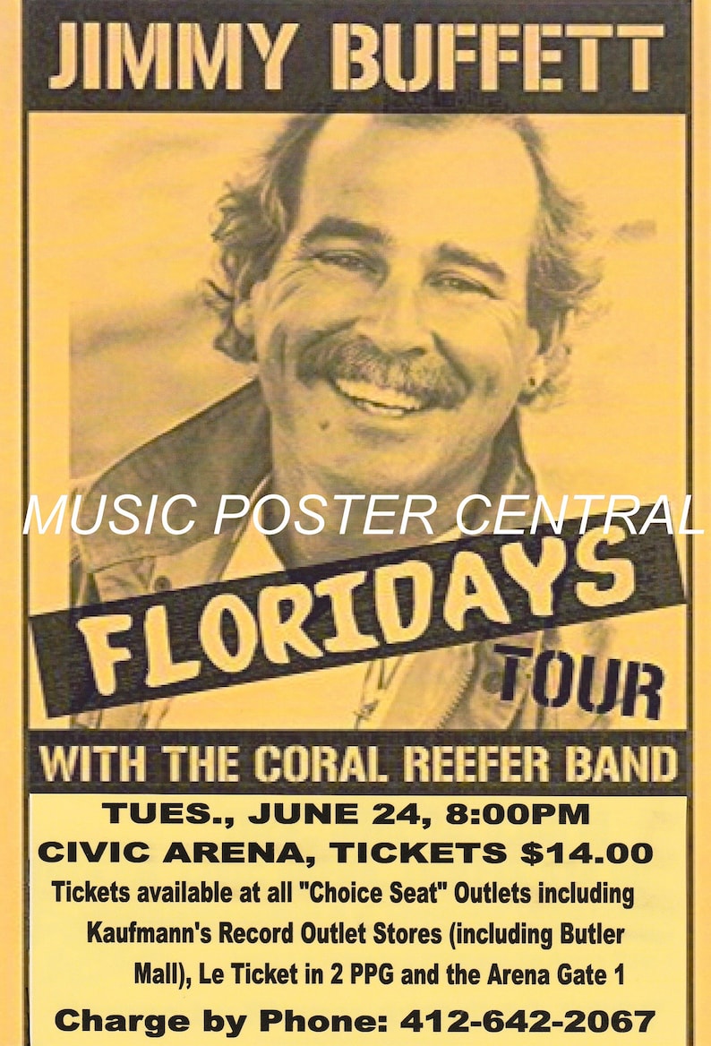 Jimmy Buffett With the Coral Reefer Band 1986 Floridays Tour Poster - Etsy