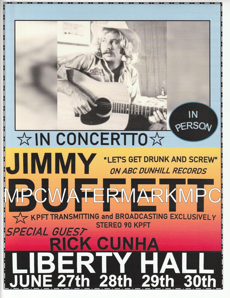 Jimmy Buffett Very Rare Liberty Hall 11x17 Color Concert Poster - Etsy