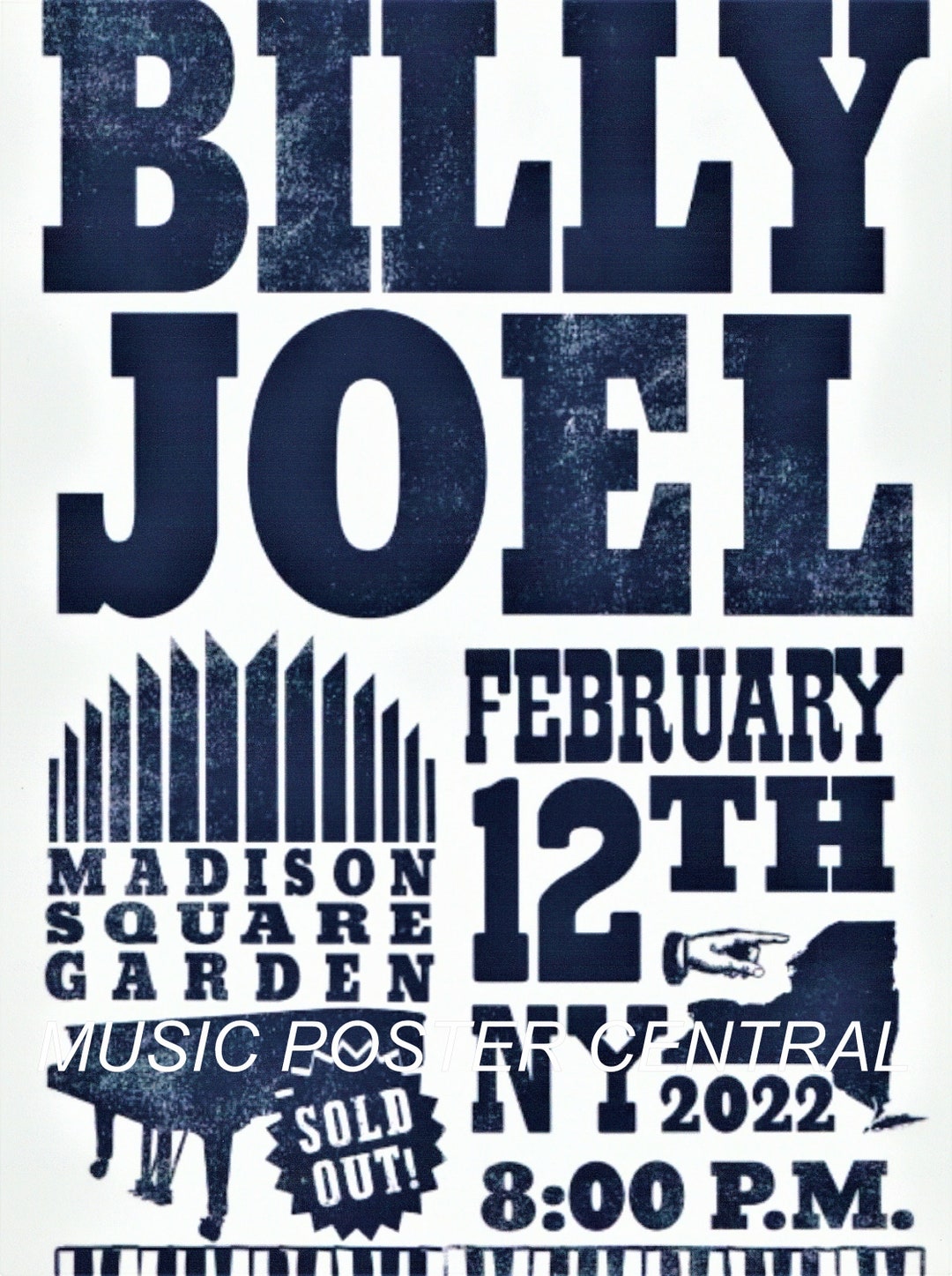 Billy Joel 2/12/2022 11x17 Color Poster From Madison Square Garden - Etsy