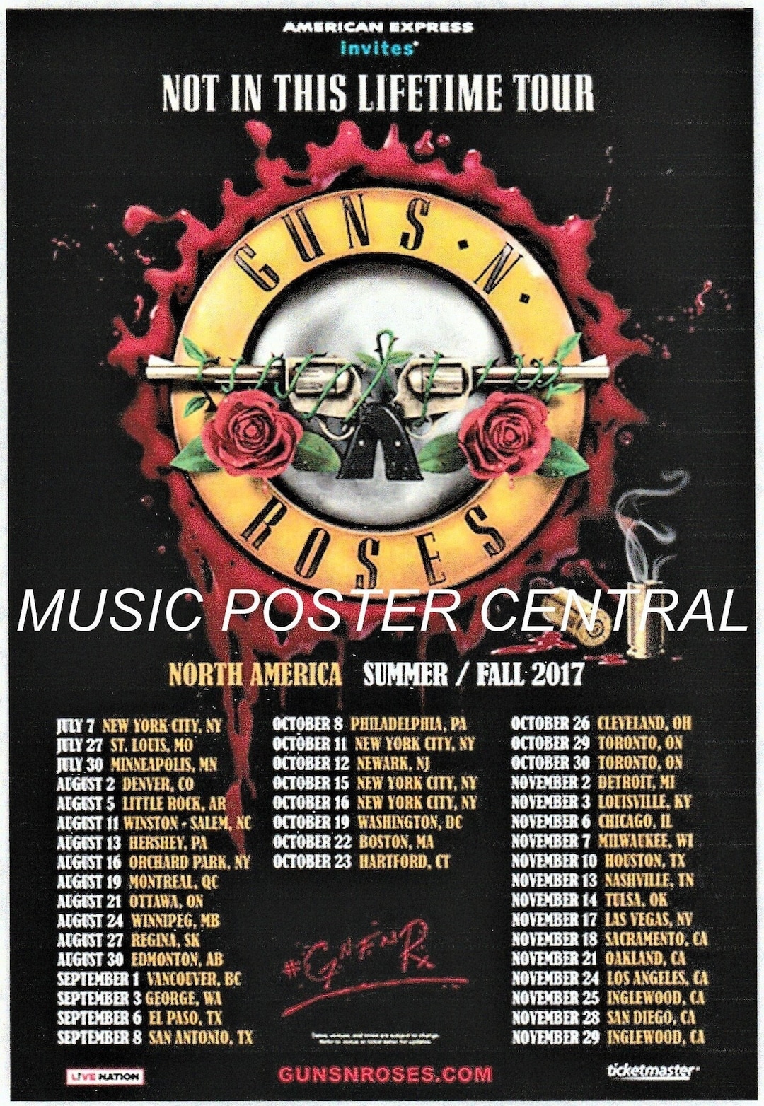 Guns N Roses "not in This Lifetime Tour" 2017 11 X 17 Color Poster - Etsy