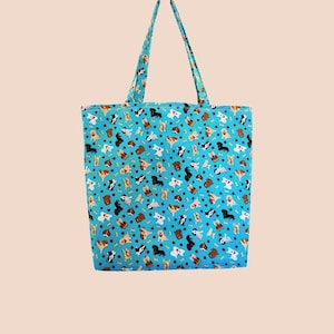Bold Blue Dog Print Tote/project/knitting Bag. Sturdy. Large - Etsy