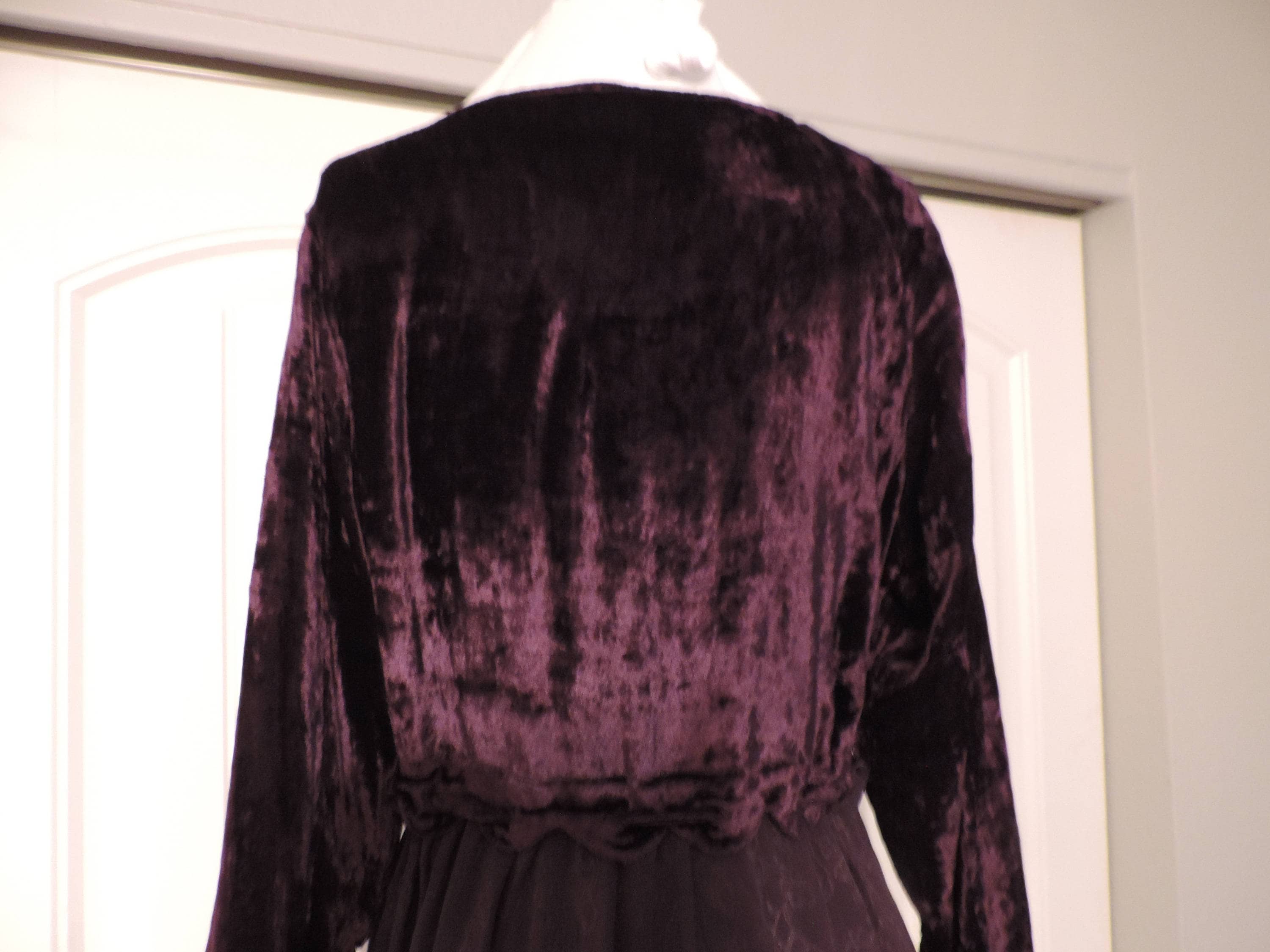Vintage Deep Purple Dress , Bila 1990's Bohemian Style Midi Dress With ...