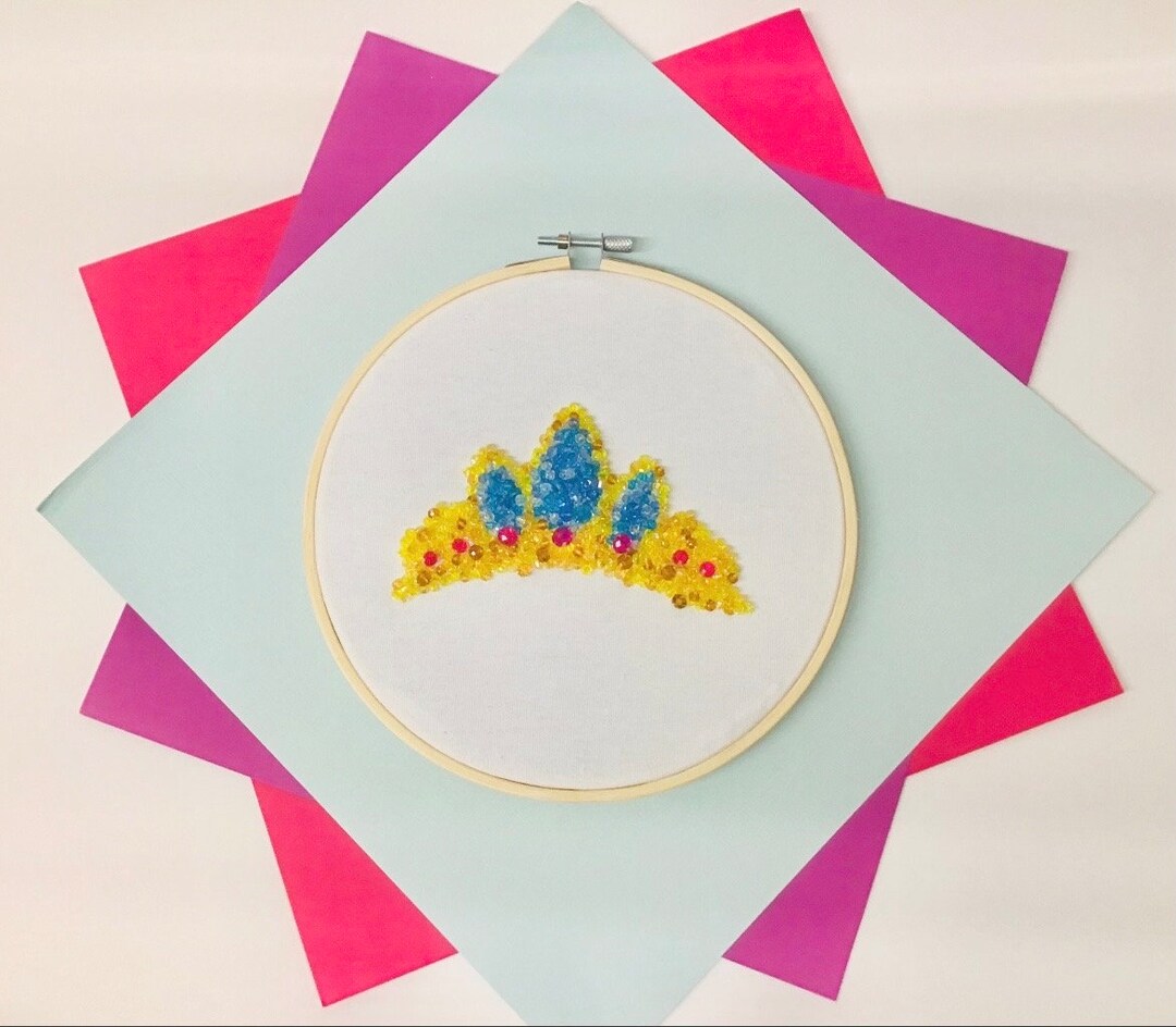 Tangled Crown Embroidery Beaded Wall Hang/wall Art With Hoop - Etsy