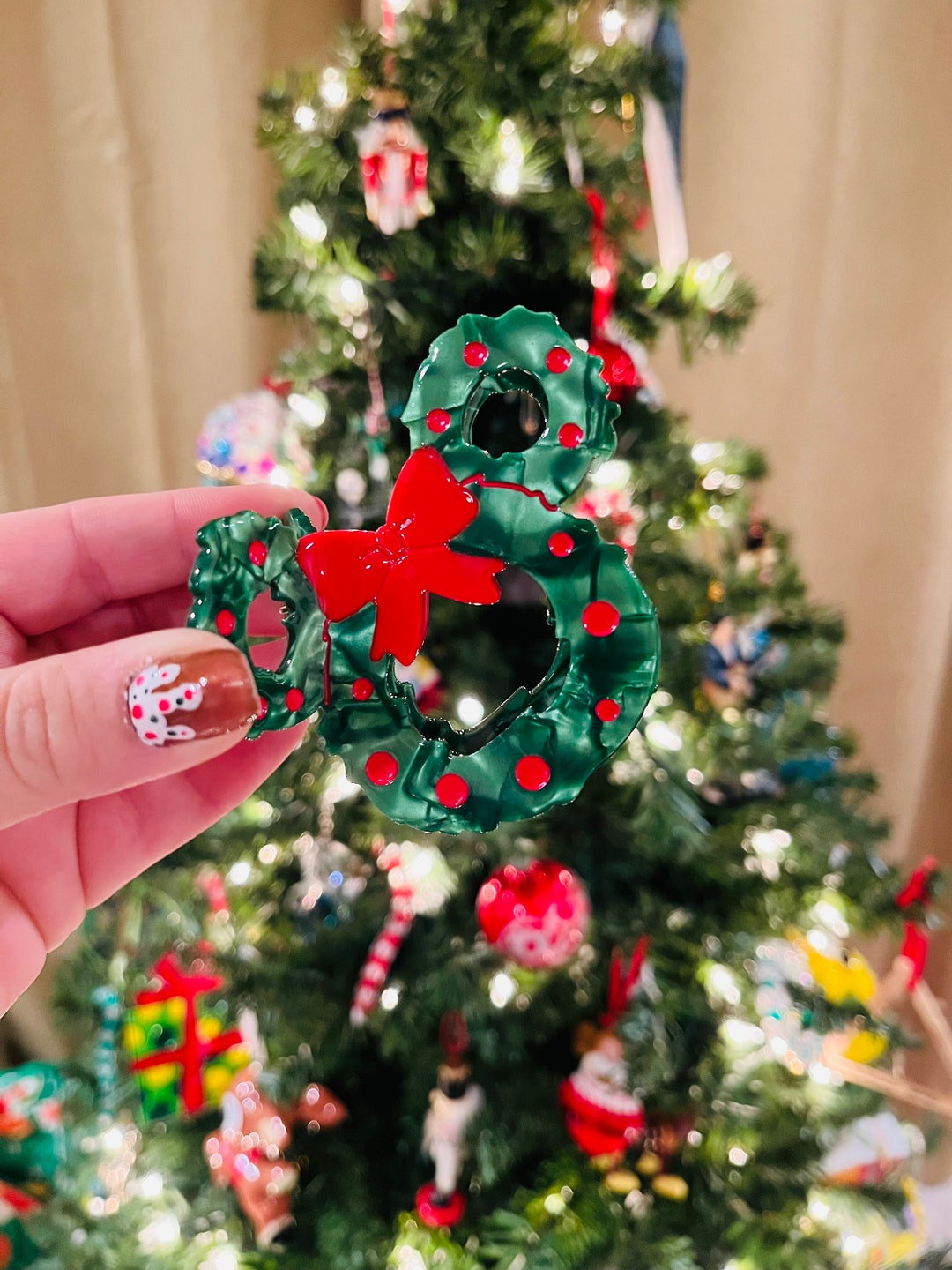 Mouse Holiday Wreath Claw Clip - Etsy