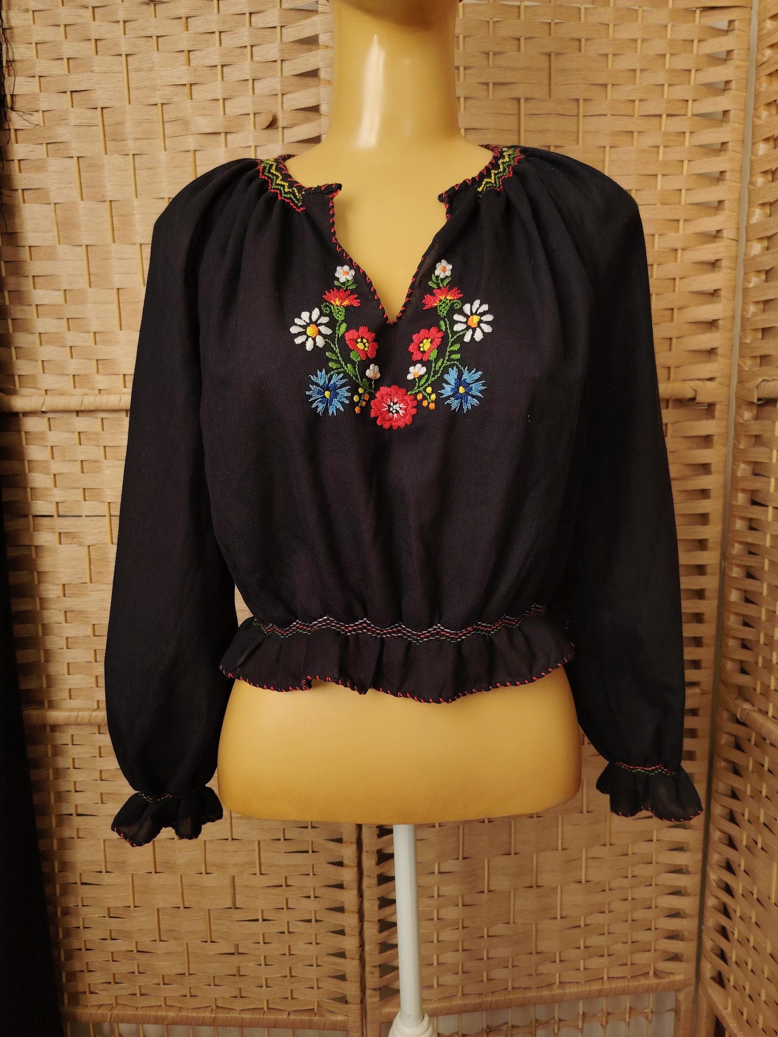 RESERVED Vintage 1960s 1970s Folk Hungarian Peasant Hand Embroidered ...