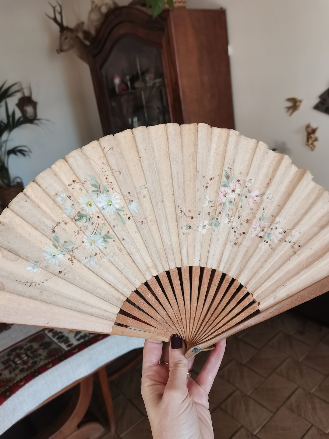 Vintage Antique 1880s 1890s 1900s Hand Painted Fan - Etsy