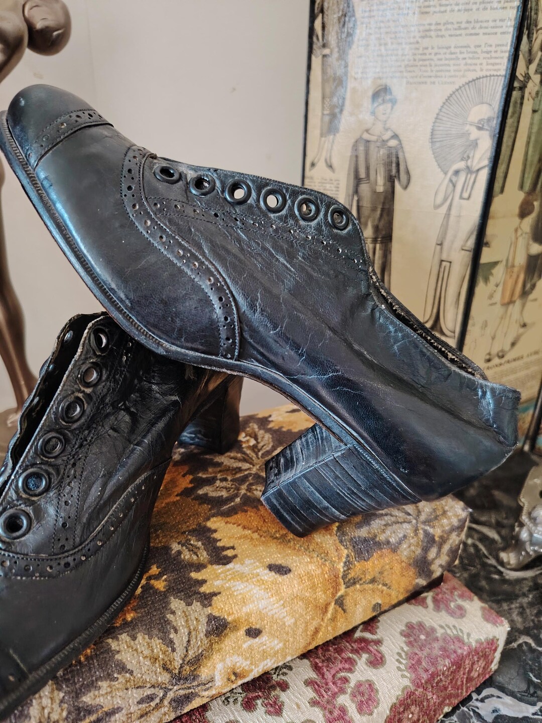 Vintage Antique 1900s 1910S Victorian Edwardian Shoes Heels Dead Stock ...