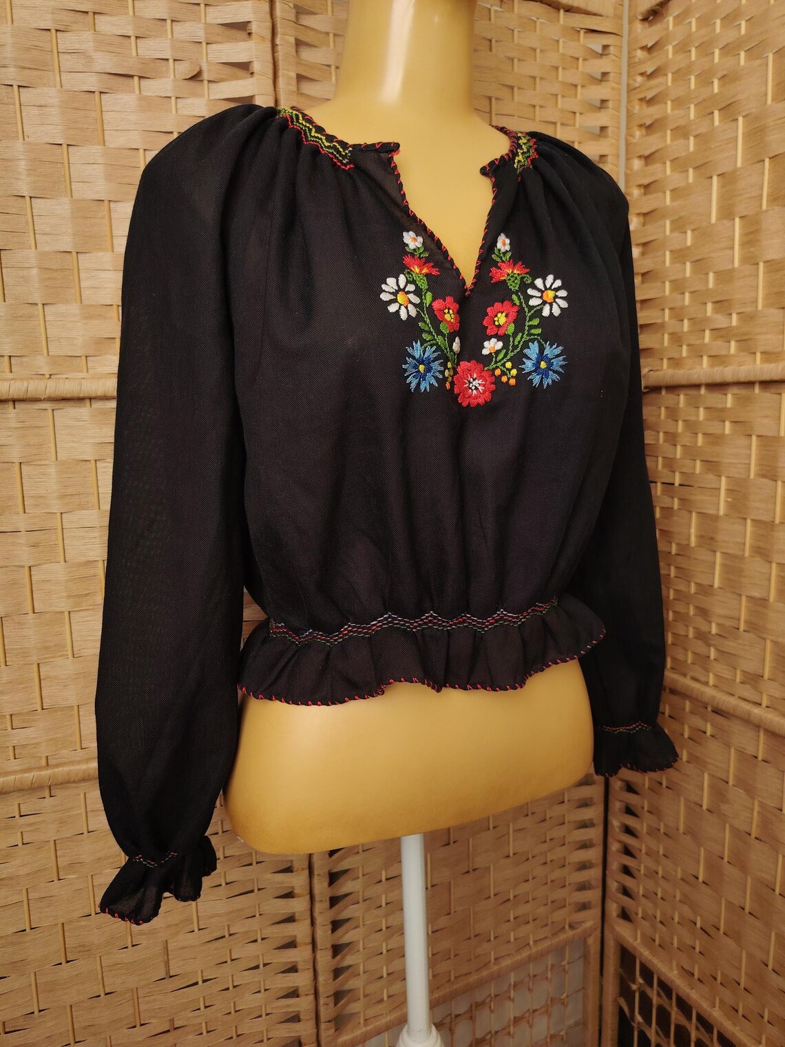 RESERVED Vintage 1960s 1970s Folk Hungarian Peasant Hand Embroidered ...