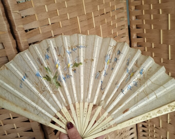 Vintage Antique 1880s 1890s 1900s Hand Painted Fan AS IS - Etsy