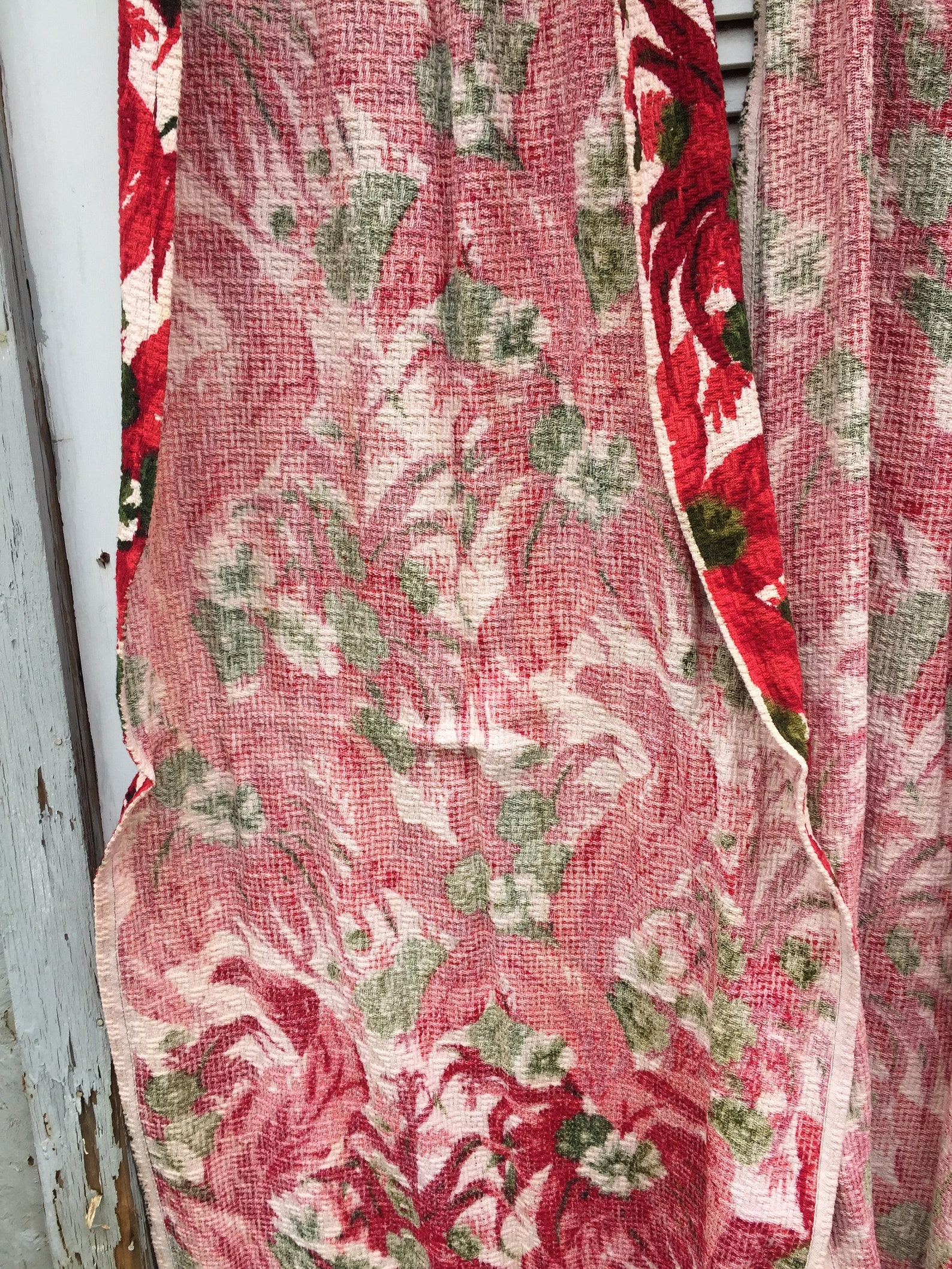 Pair of Vintage Drapery Panels Bold Red Tropical Flowers - Etsy