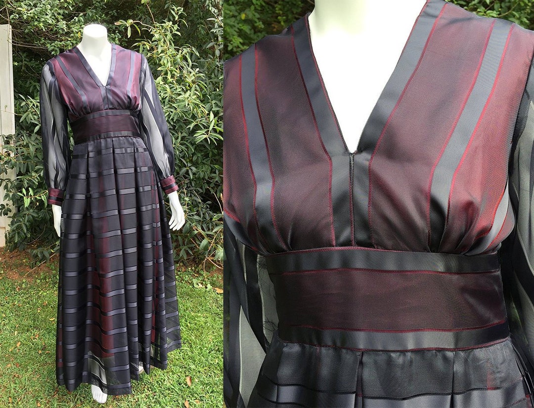 Gothic Glamour Avalon Sheer Black Overlay Evening Dress With Red Lining ...