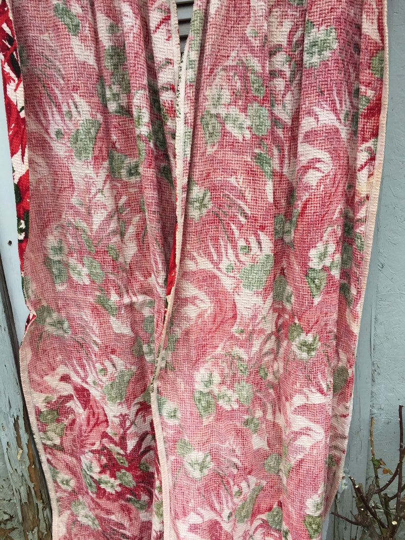 Pair of Vintage Drapery Panels Bold Red Tropical Flowers - Etsy
