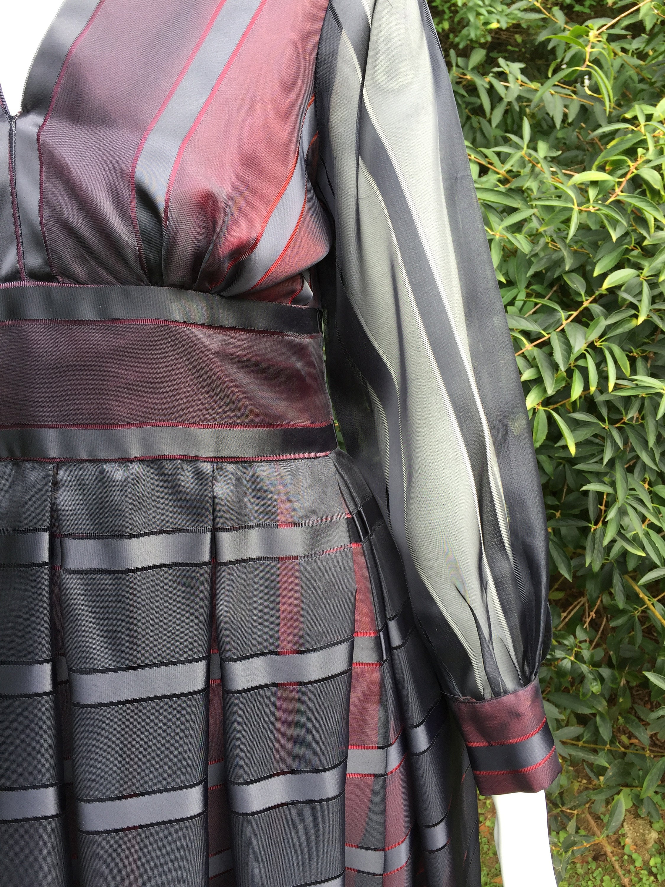 Gothic Glamour Avalon Sheer Black Overlay Evening Dress With Red Lining ...