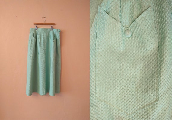 Spring Oversized Pockets Green Textured Skirt | Etsy