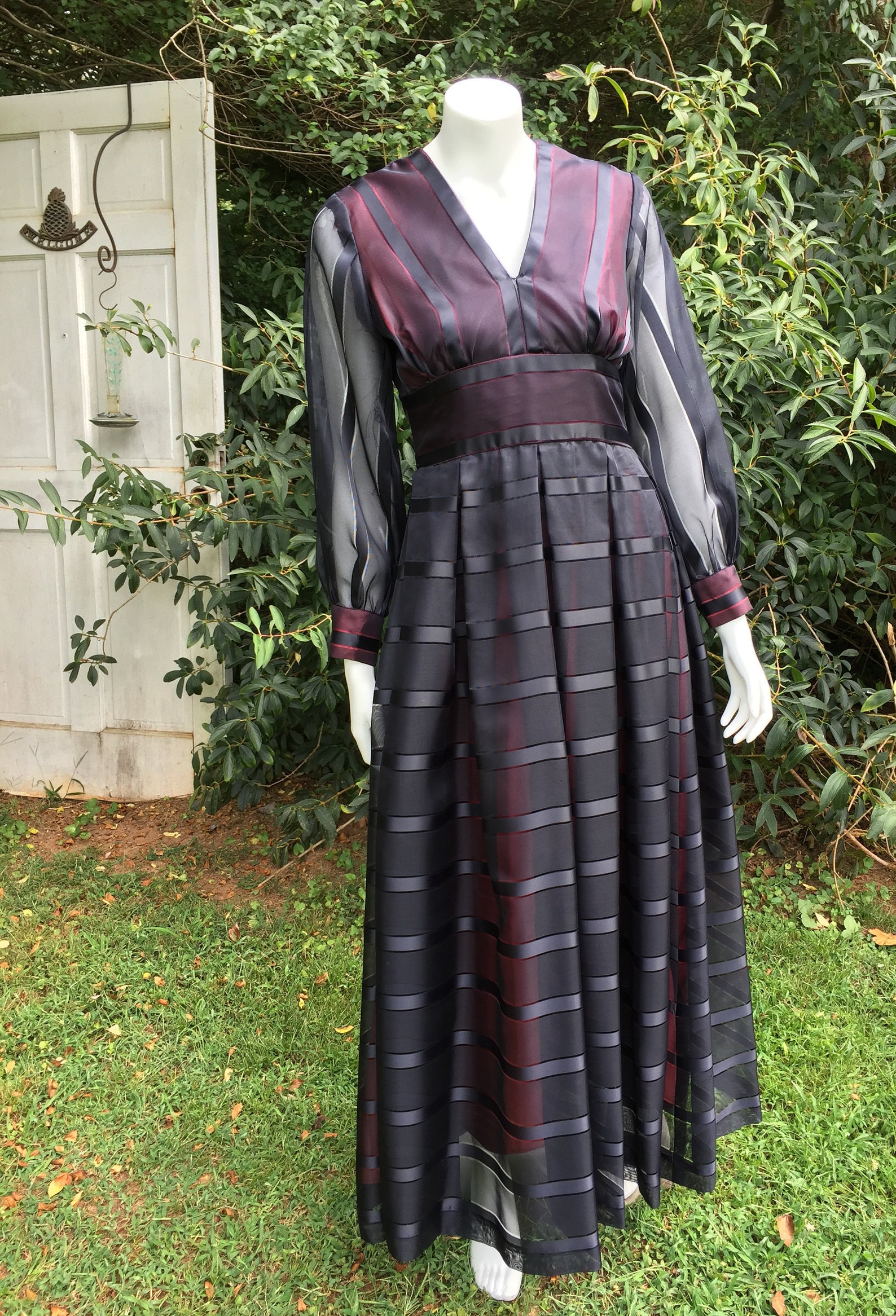 Gothic Glamour Avalon Sheer Black Overlay Evening Dress With Red Lining ...